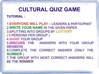 Cultural Quiz Game | PPT