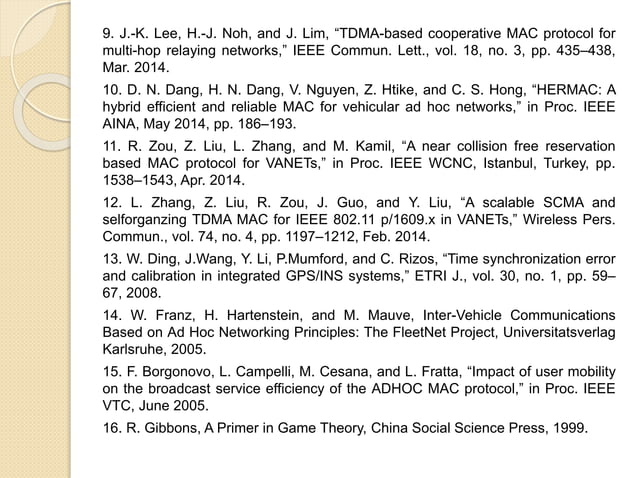Game Based Tdma Mac Protocol For Vehicular Network Ppt