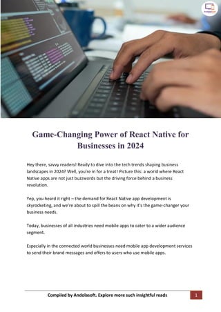 Game-Changing Power of React Native for Businesses in 2024 | PDF