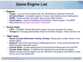 Game Design 1 - Intro and Game Engines | PPT