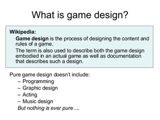Game Design Bar Camp Canberra 2008 | PPT