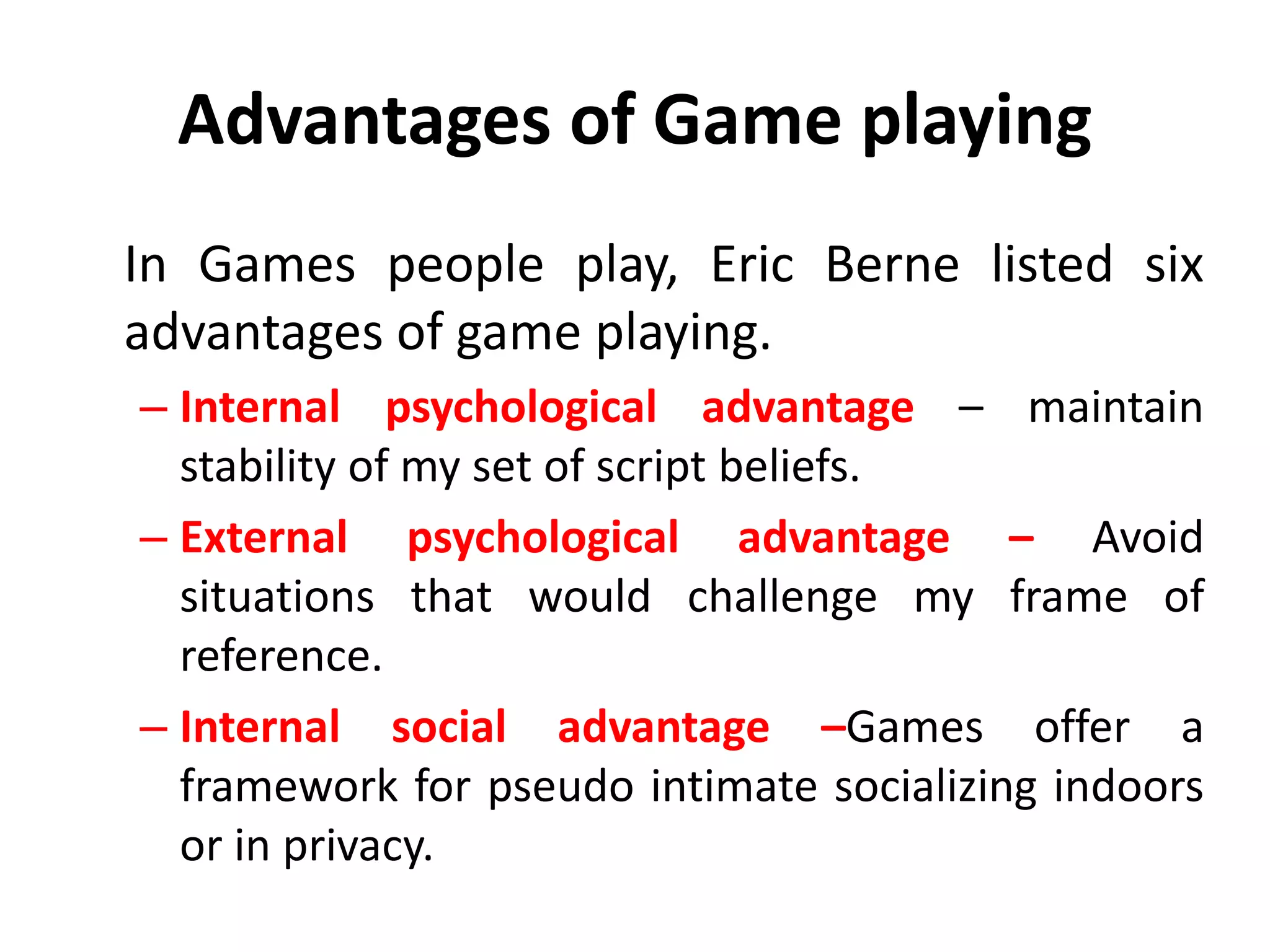 Psychological Games People Play - Transactional Analysis | PPTX
