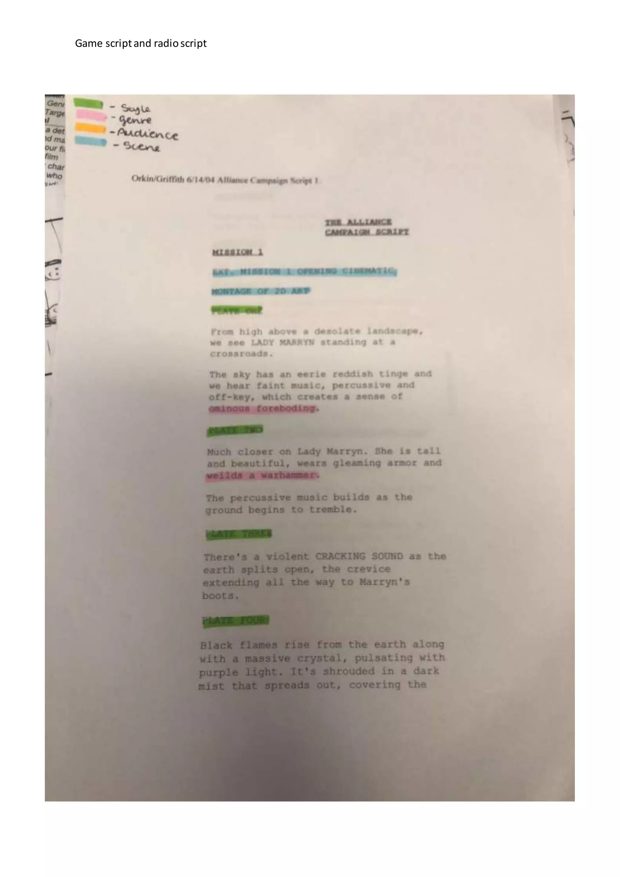Game and radio script pictures | DOCX