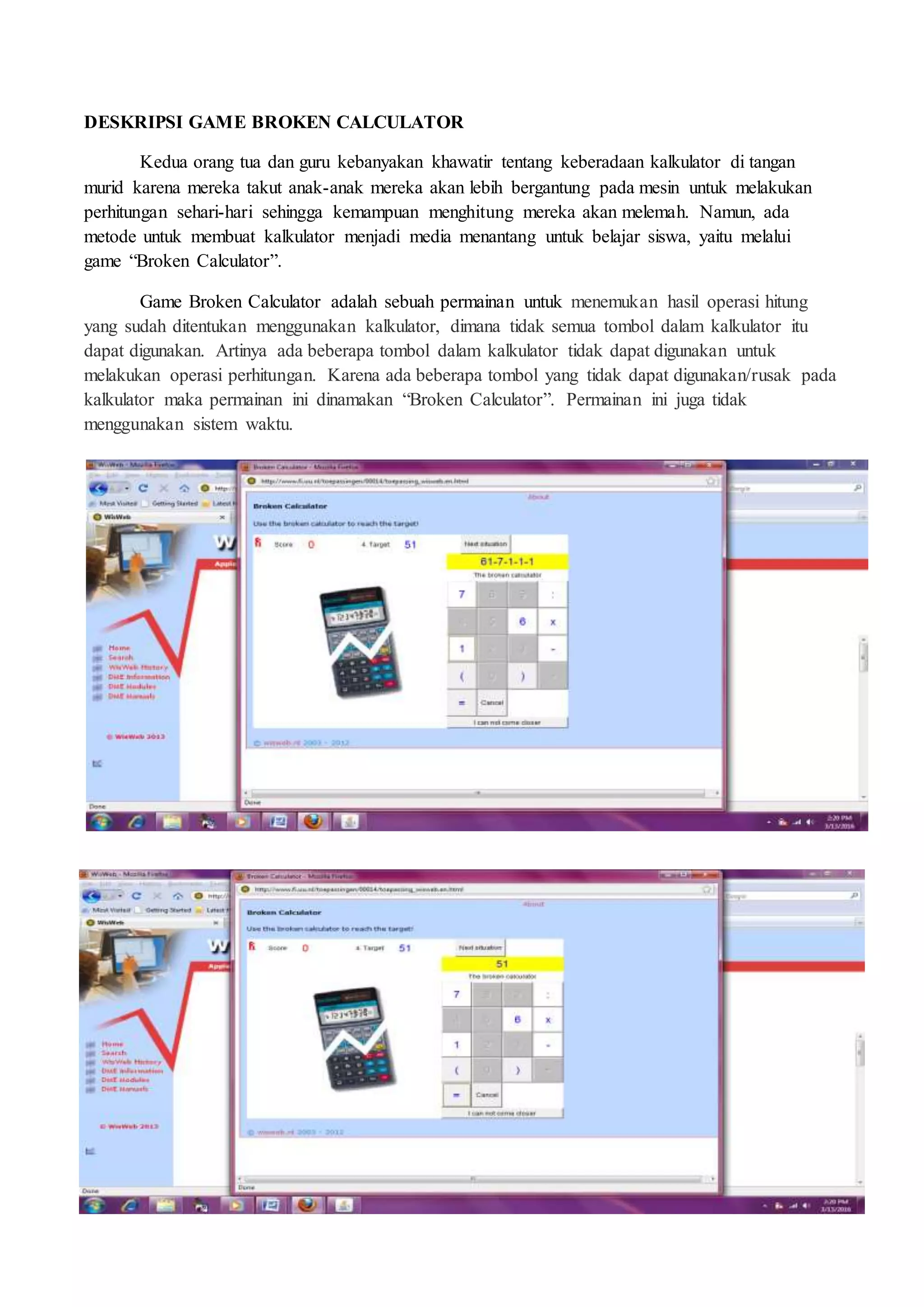 Applet - Game Broken Calculator | DOCX