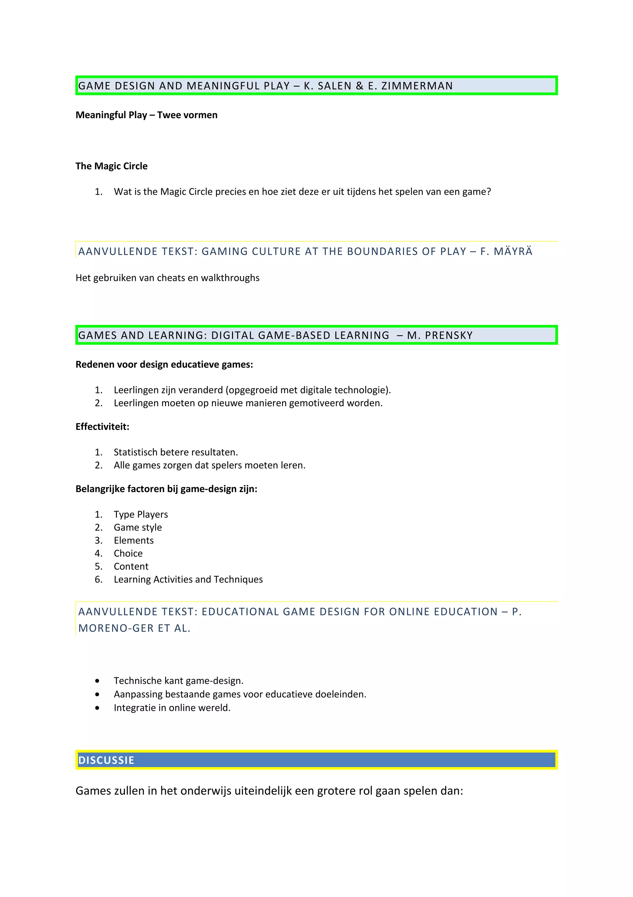 Gamecultuur participatie handout 2 | DOC