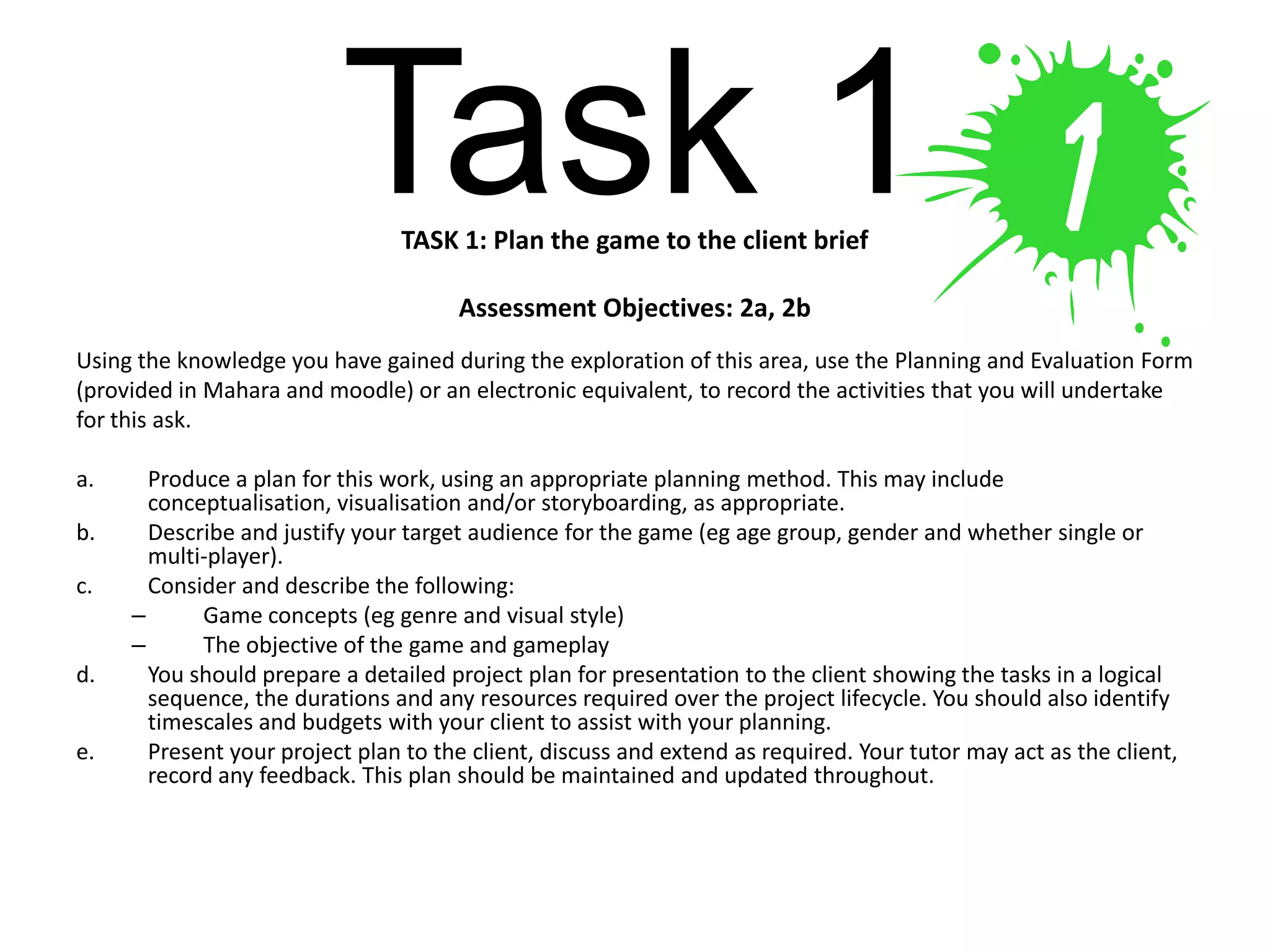 Game Design Tasks | PPTX