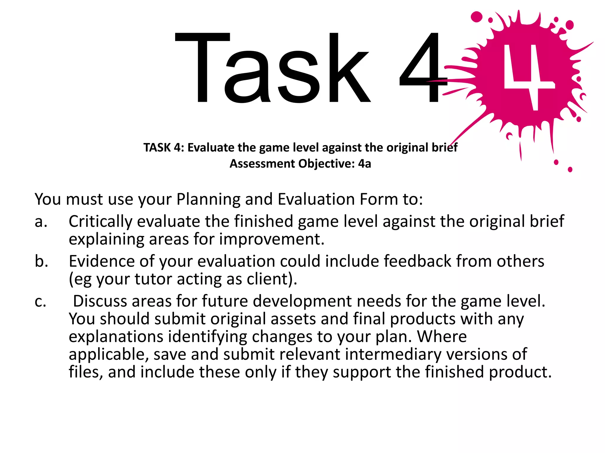 Game Design Tasks | PPTX