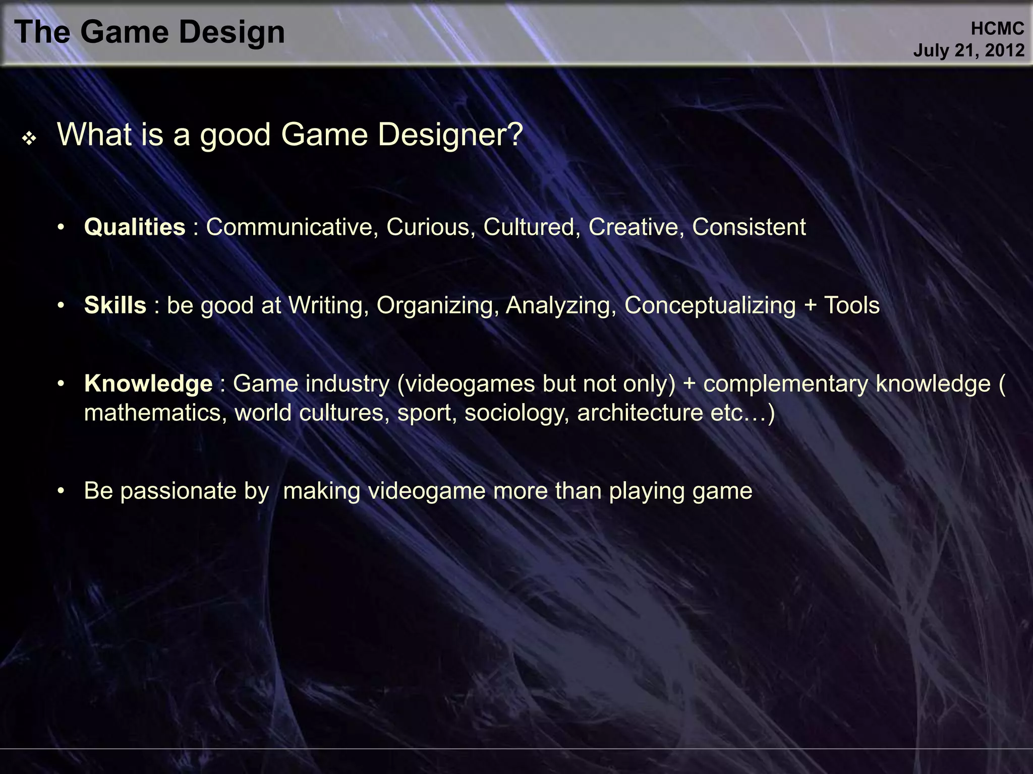 Game designer | PPT