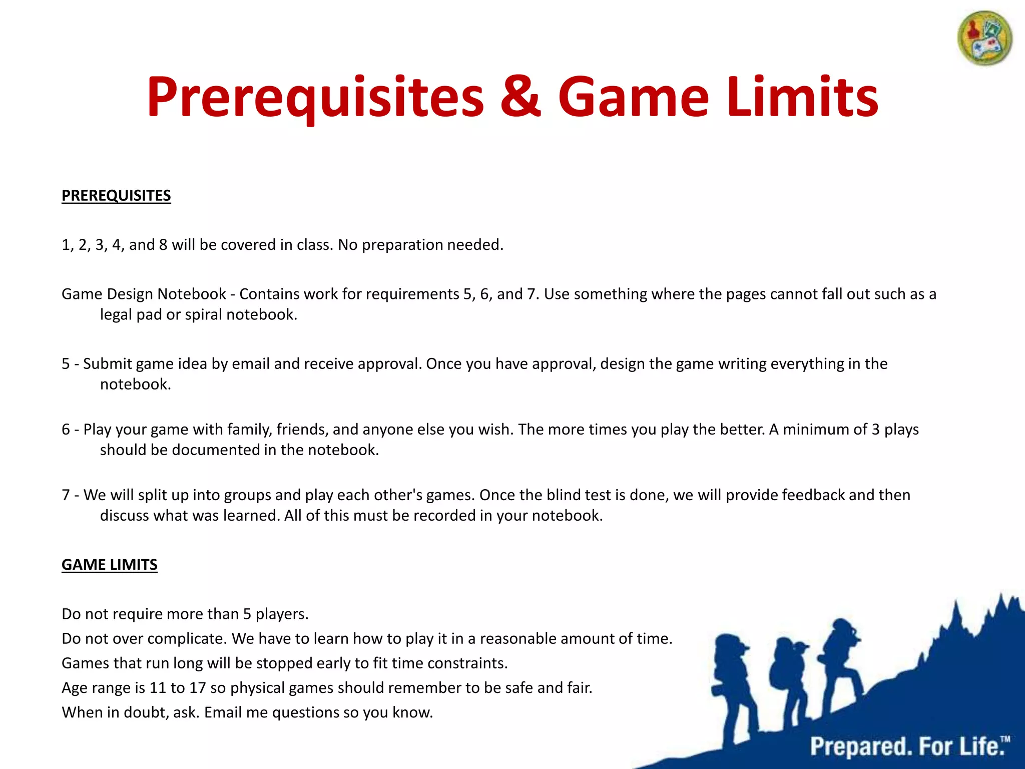 Game Design Merit Badge Presentation | PPTX