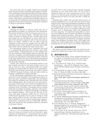 What Game Developers Look for in a New Graduate: Interviews and Surveys ...