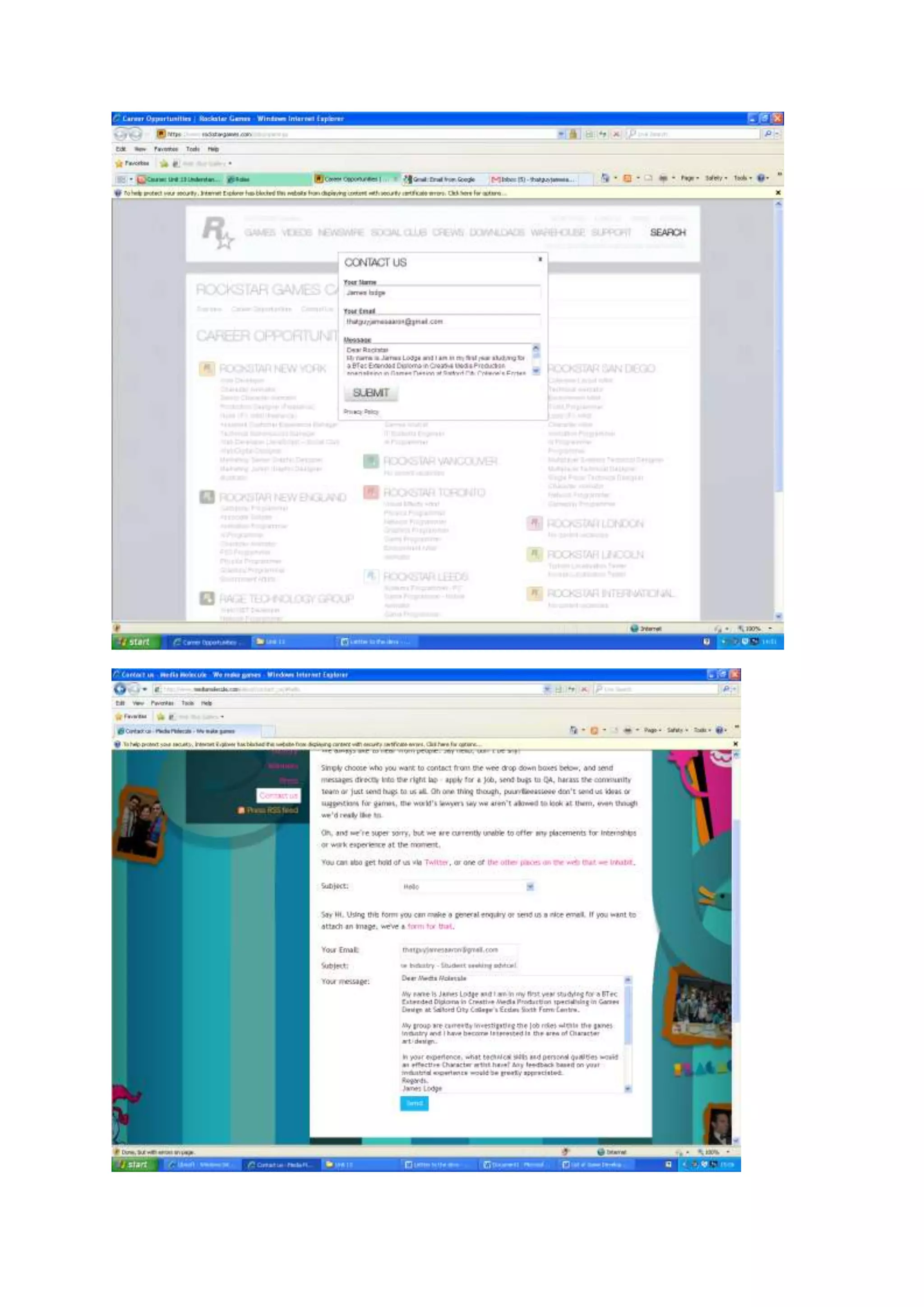 Game dev e mails - Proof | DOCX