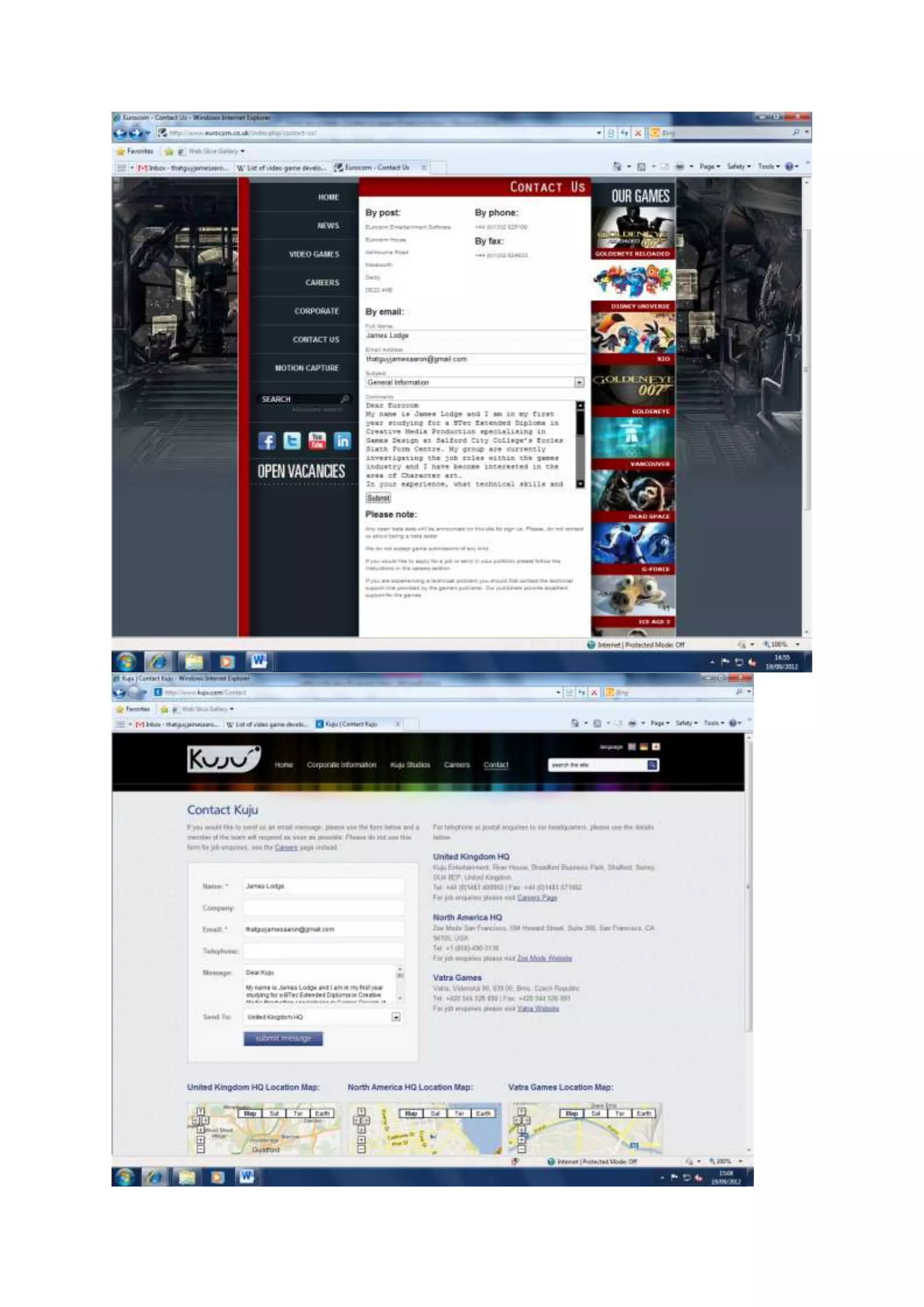 Game dev e mails - Proof | DOCX