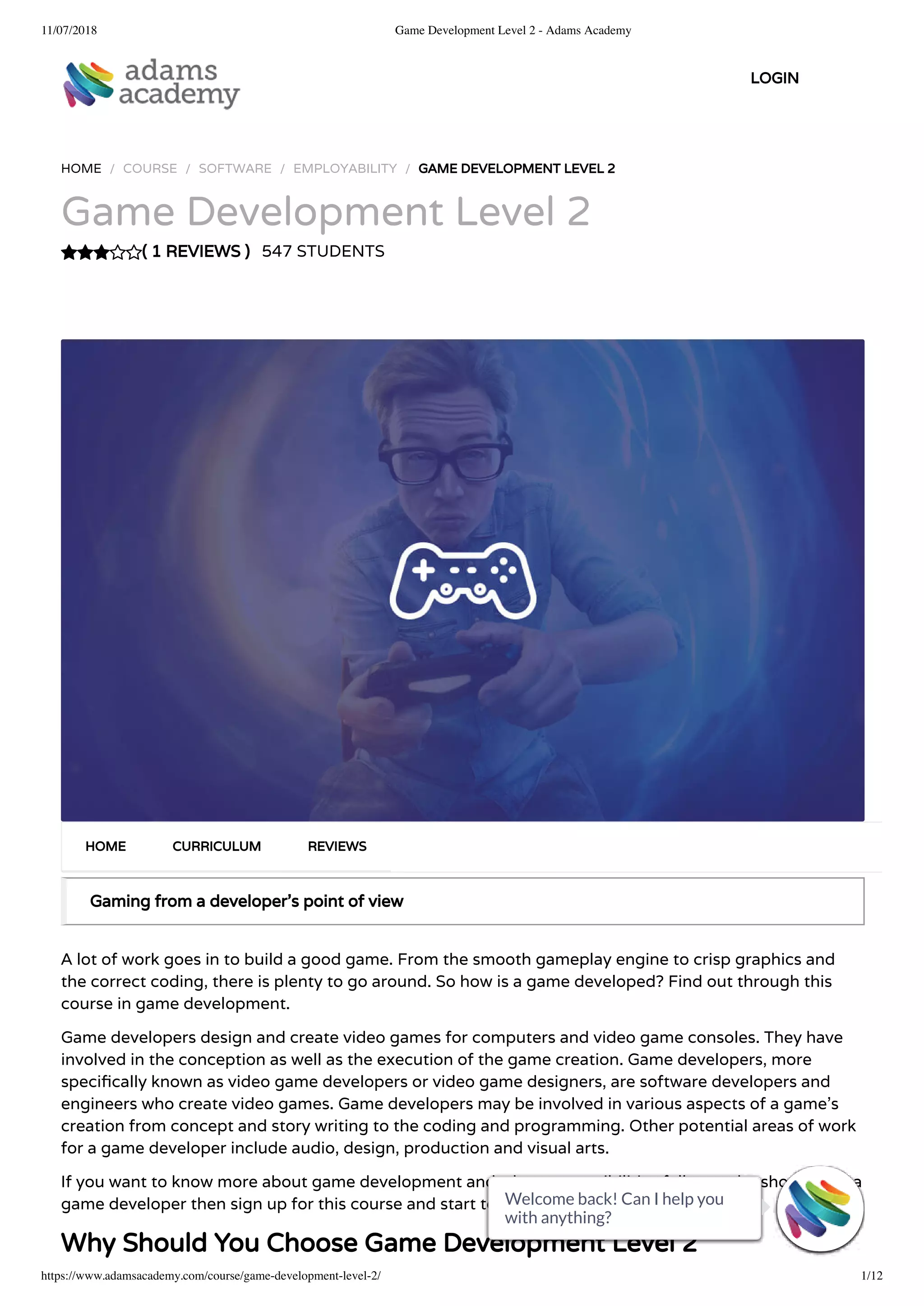 Game Development Level 2- Adams Academy | PDF