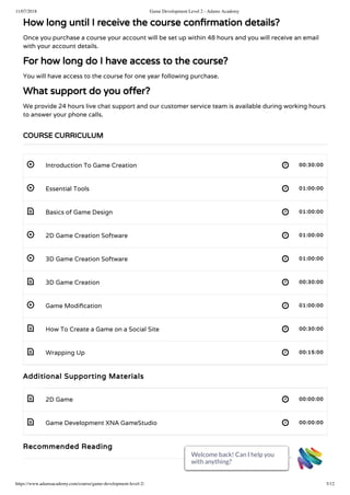 Game Development Level 2- Adams Academy | PDF