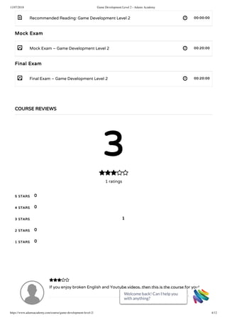 Game Development Level 2- Adams Academy | PDF