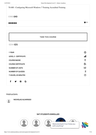 Game Development Level 2- Adams Academy | PDF