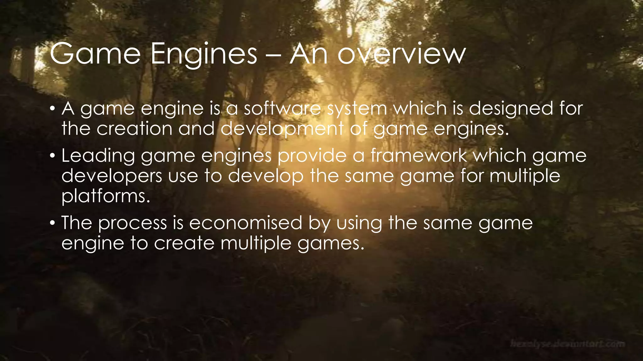 Game engines and Their Influence in Game Design | PPTX