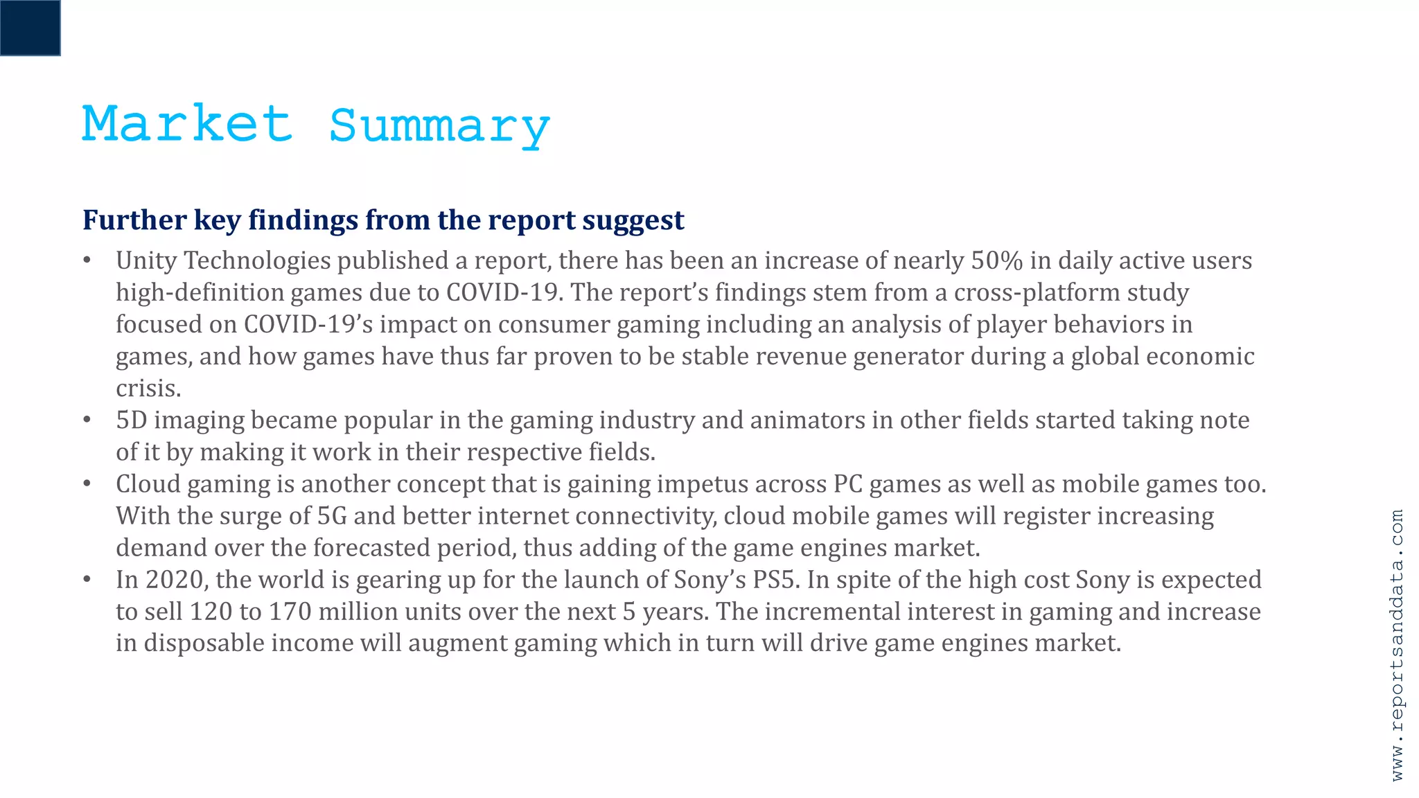 Game engines market by reports and data | PPT