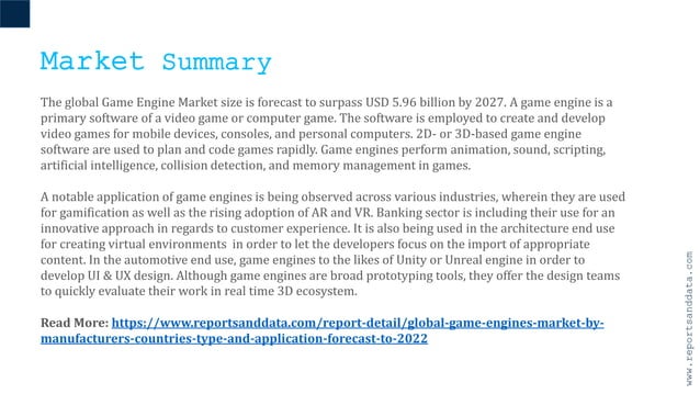 Game engines market by reports and data | PPT