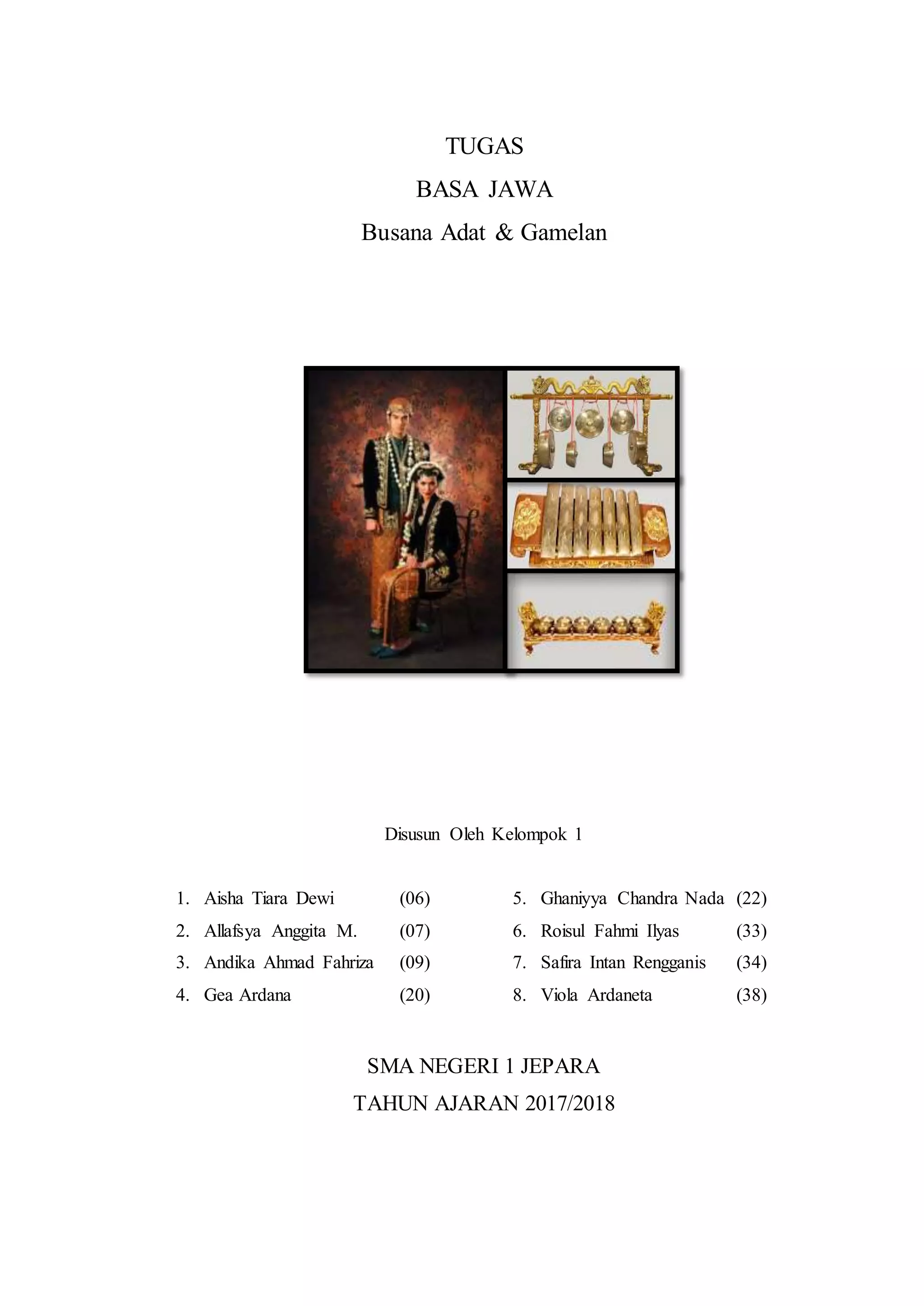 gamelan dan busana adat jawa (bahasa jawa) | DOCX
