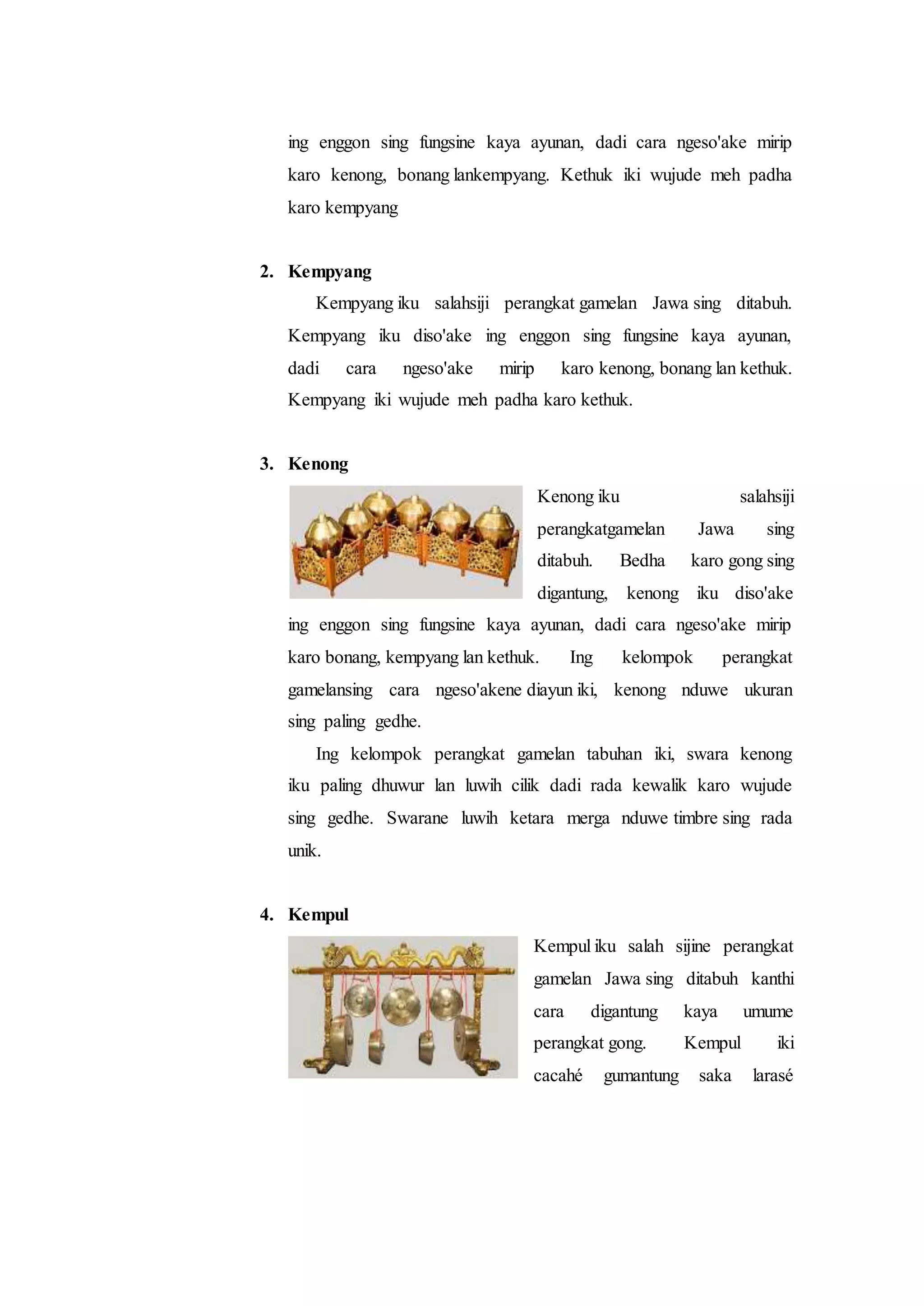 gamelan dan busana adat jawa (bahasa jawa) | DOCX