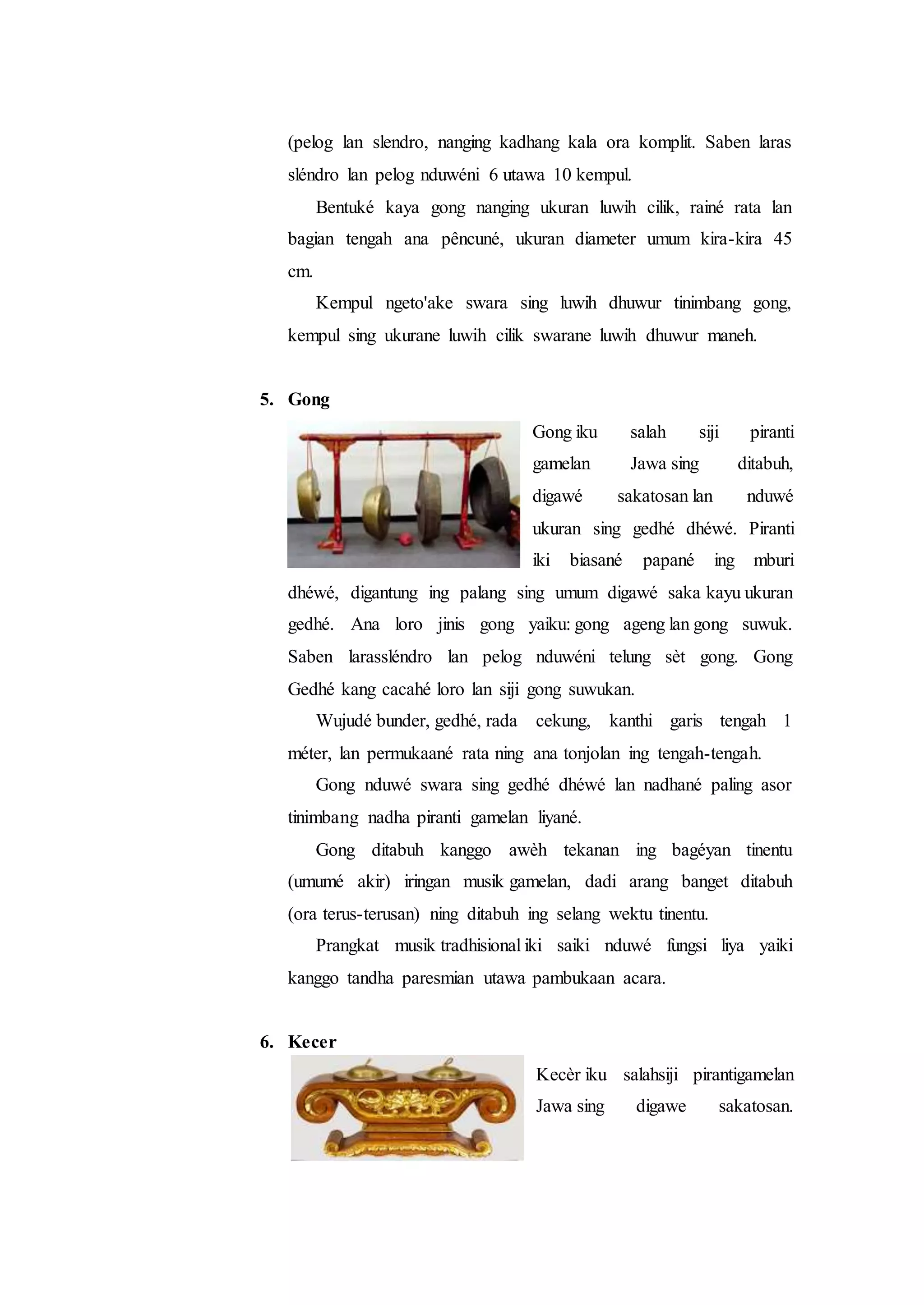 gamelan dan busana adat jawa (bahasa jawa) | DOCX