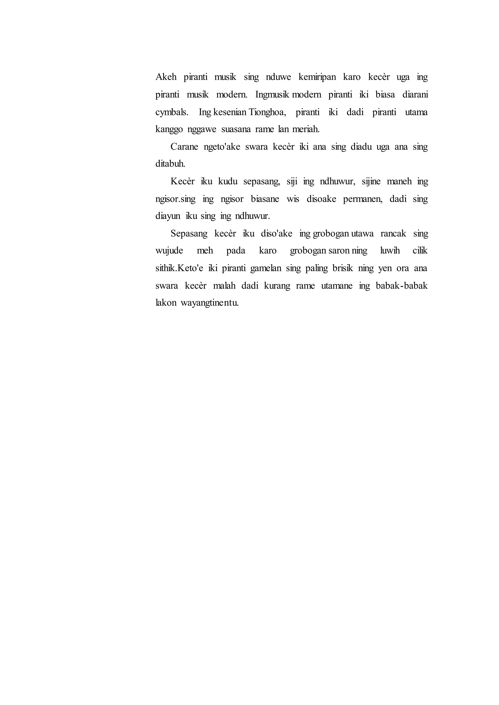 gamelan dan busana adat jawa (bahasa jawa) | DOCX