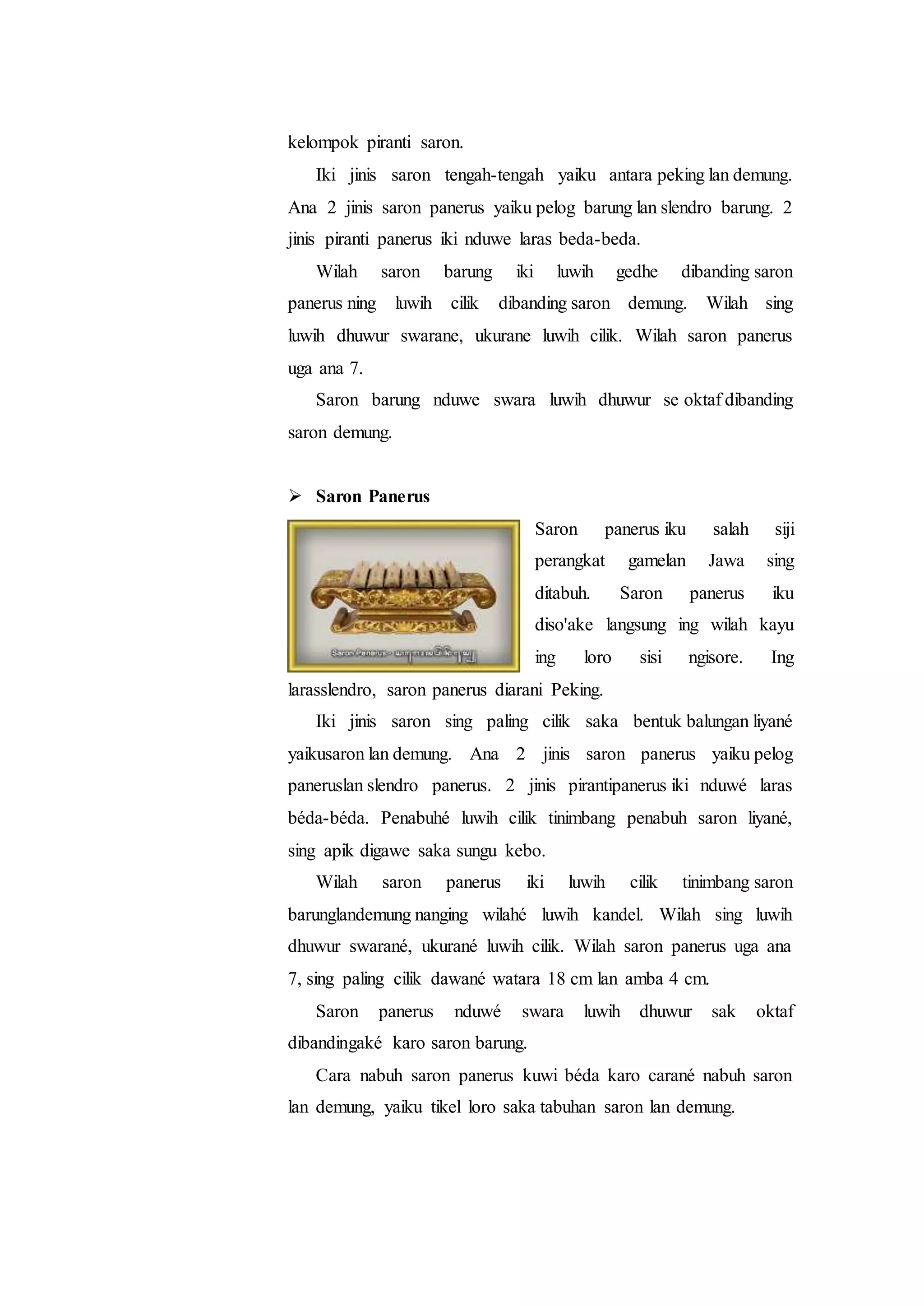 gamelan dan busana adat jawa (bahasa jawa) | DOCX