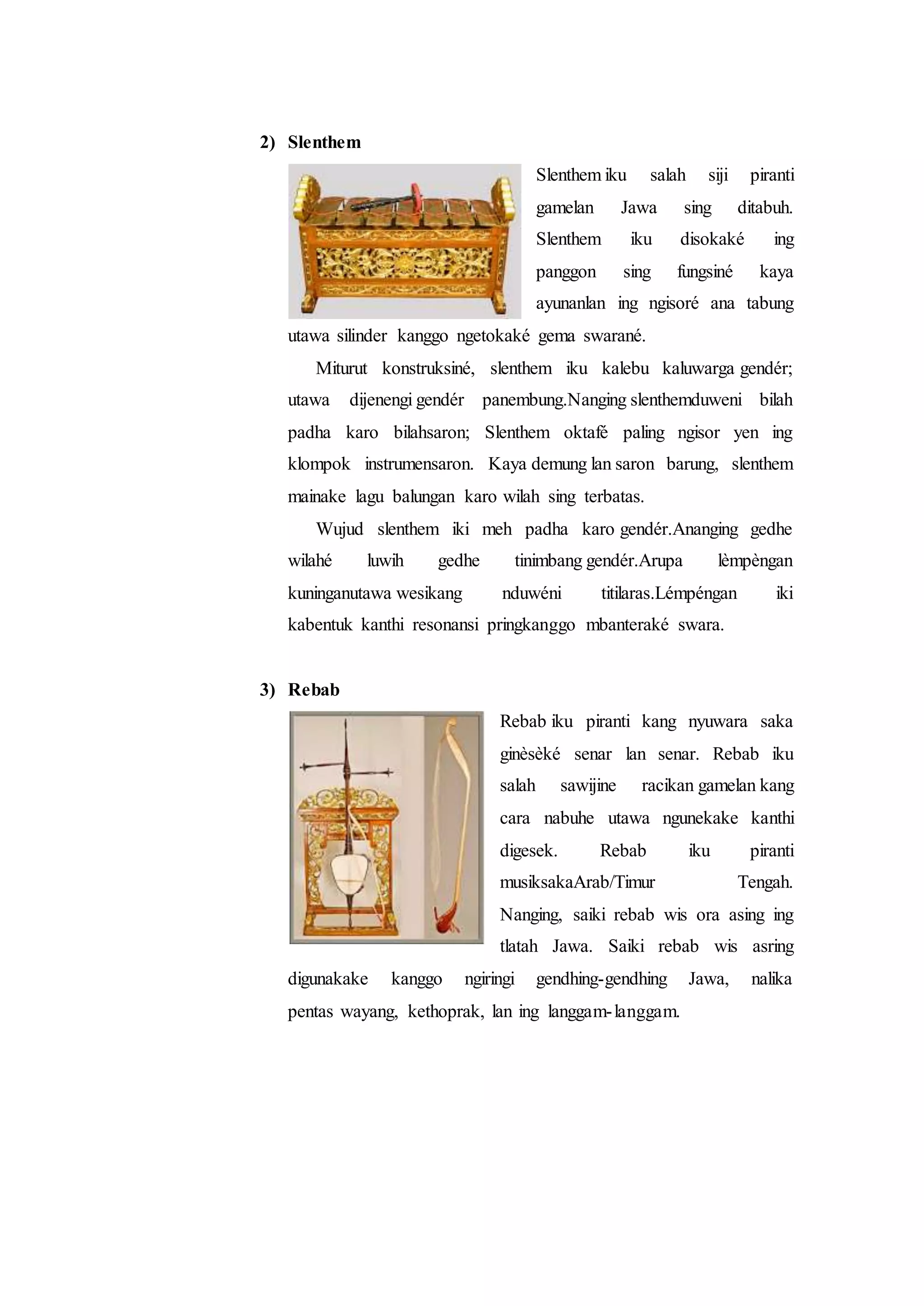 gamelan dan busana adat jawa (bahasa jawa) | DOCX