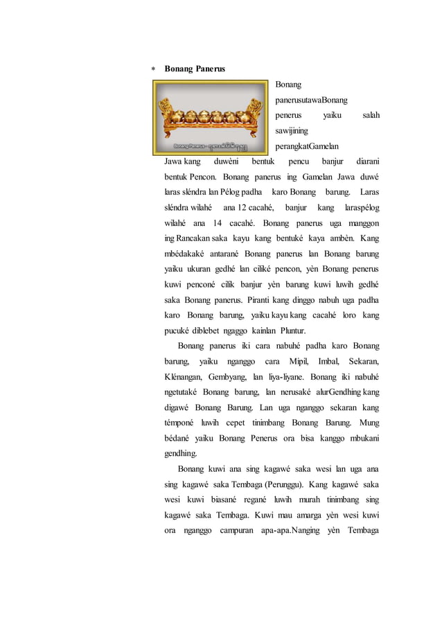 gamelan dan busana adat jawa (bahasa jawa) | DOCX