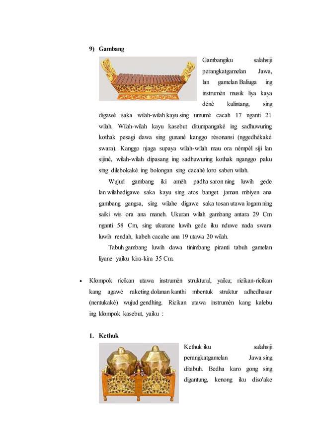 gamelan dan busana adat jawa (bahasa jawa) | DOCX