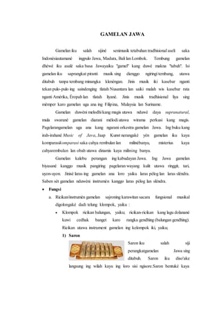 gamelan dan busana adat jawa (bahasa jawa) | DOCX