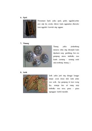 gamelan dan busana adat jawa (bahasa jawa) | DOCX