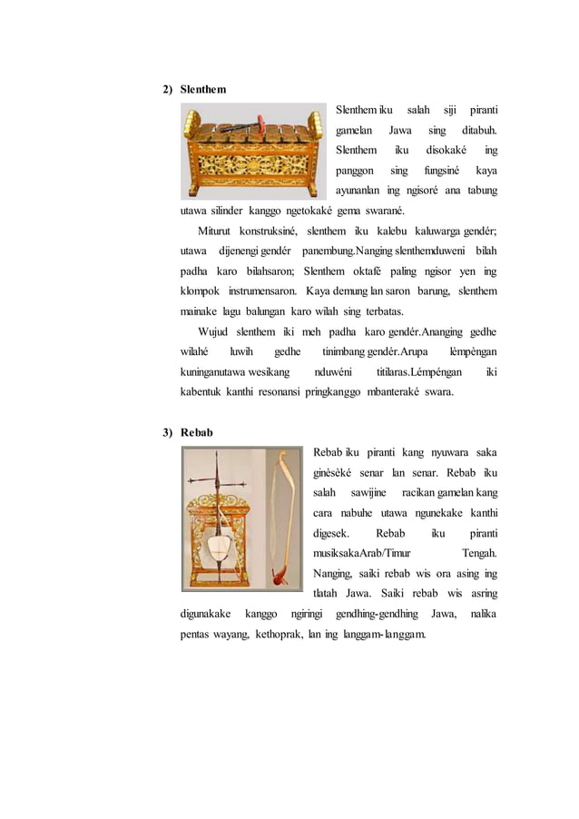 gamelan dan busana adat jawa (bahasa jawa) | DOCX