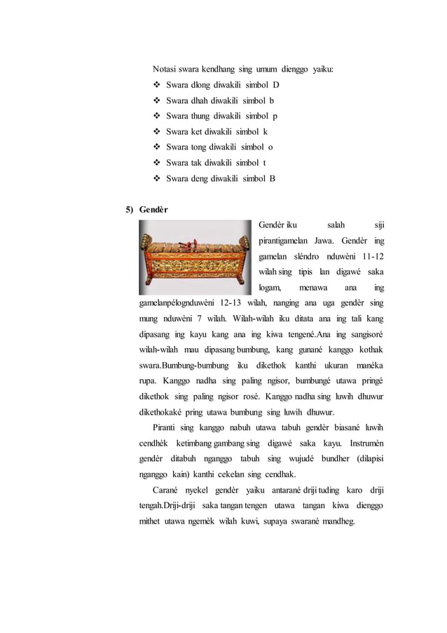 gamelan dan busana adat jawa (bahasa jawa) | DOCX