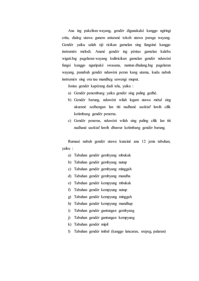 gamelan dan busana adat jawa (bahasa jawa) | DOCX