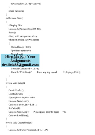 GameOfLife.cs using System; using System.Collections.Generic;.pdf