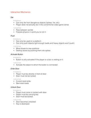 Gameplay specificationfinal | PDF