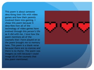 Game poem chris bussey | PPTX | Simulation Video Games | Video Game Genres