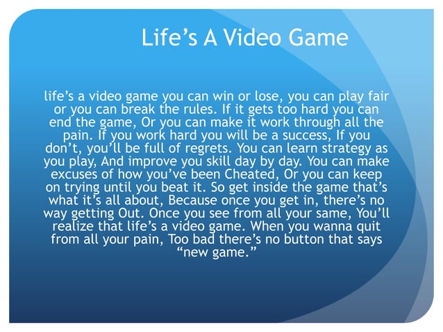 Game poem chris bussey | PPTX | Simulation Video Games | Video Game Genres