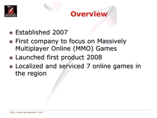Game power 7 Corporate Profile | PPTX