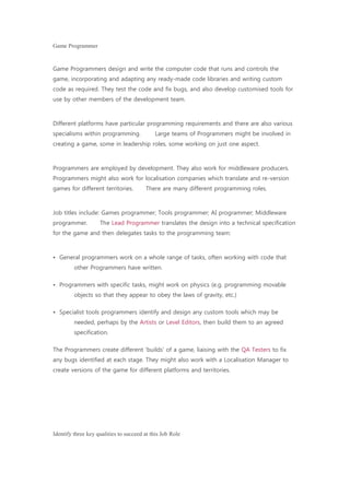 Game Programmer | PDF