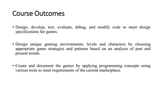 Game Programming Syllabus for B.Tech Final Year | PPTX | 3-D Graphics | Computer Software and ...