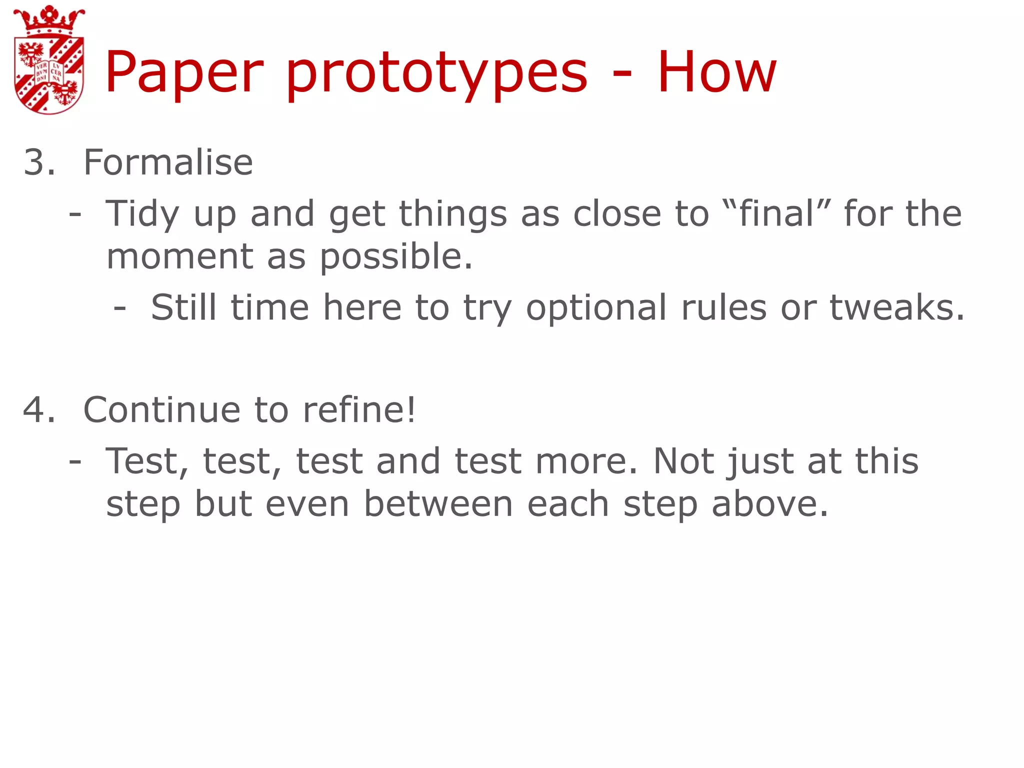 Introduction to Game (Paper) Prototyping and Research | PPT