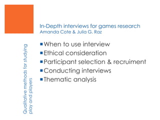 Game research methods book introduction | PPTX