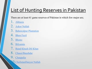 Game Reserves in Pakistan | PPT