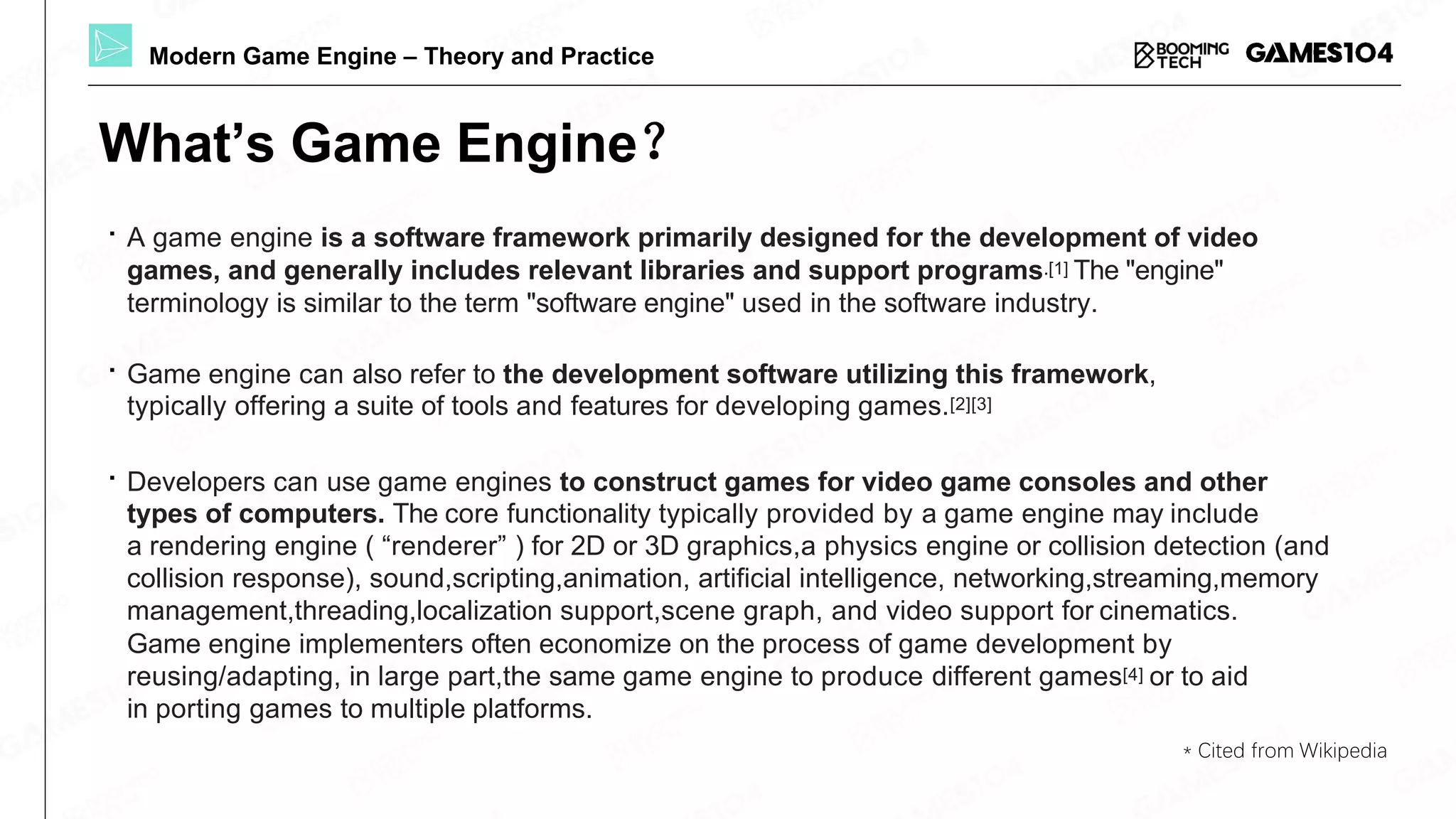 Lecture 01 Overview Of Game Engine Games104 Modern Game Engine Theory And Practice Ppt