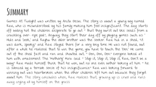 Games at twilight | PDF