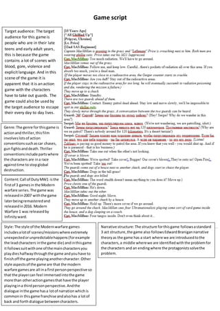 Game script analysis | DOCX