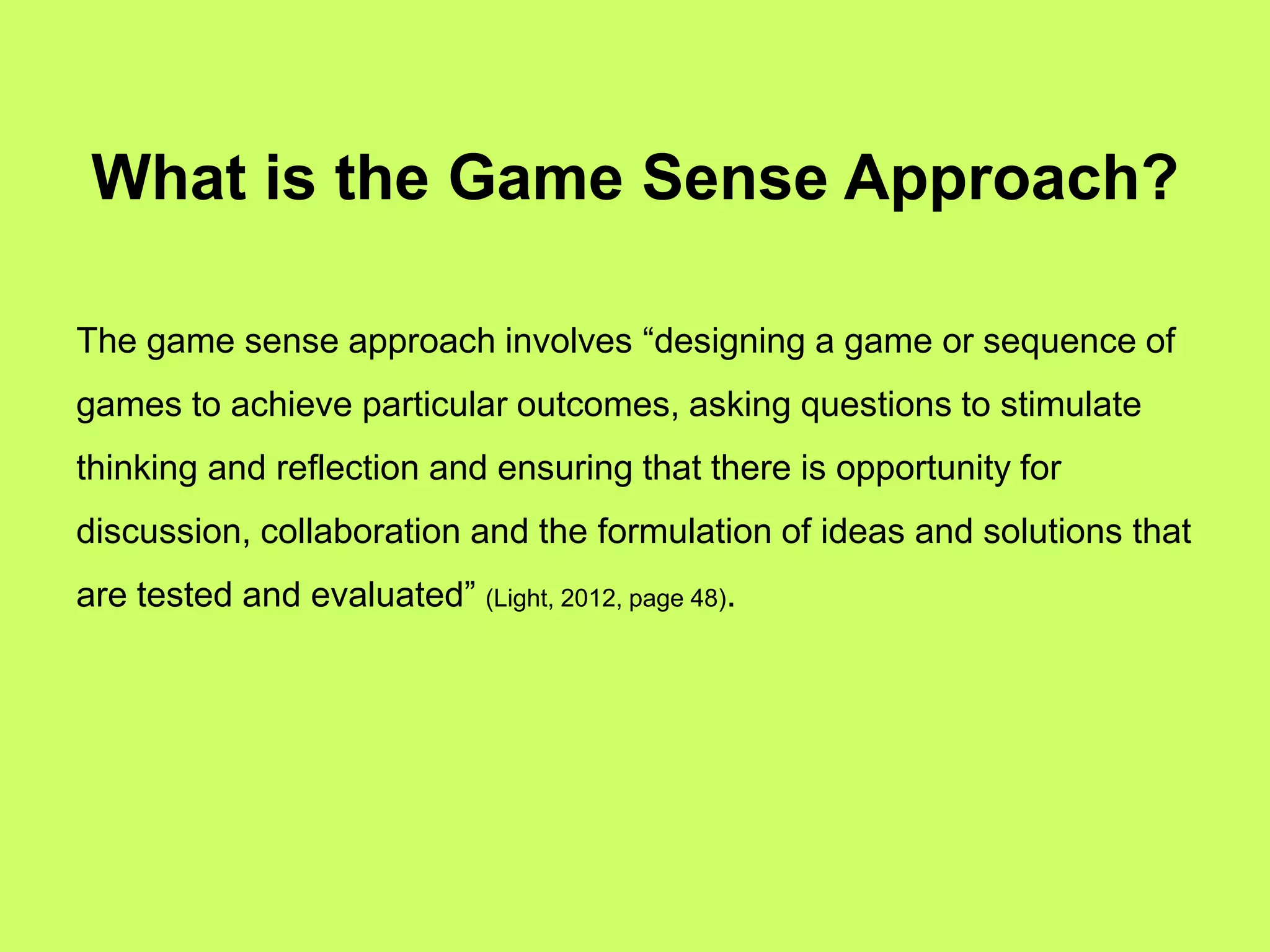 Game sense approach | PPT